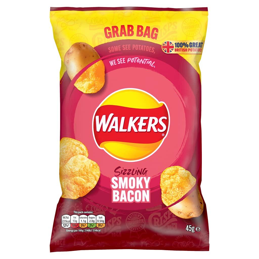 Walkers Smoky Bacon Crisps 45g UNITED KINGDOM | Limestone Exotic Soda ...